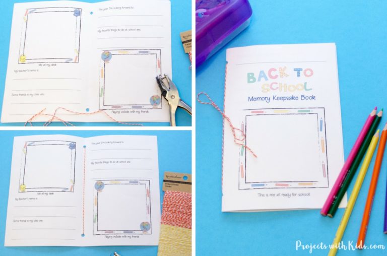 Printable back to school memory book - Projects with Kids