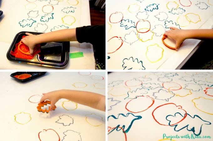 Cookie Cutter Process Art Made into Fall Placemats - Projects with Kids