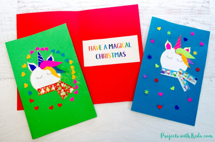 Adorable Unicorn Christmas Cards Kids Can Make - Projects with Kids