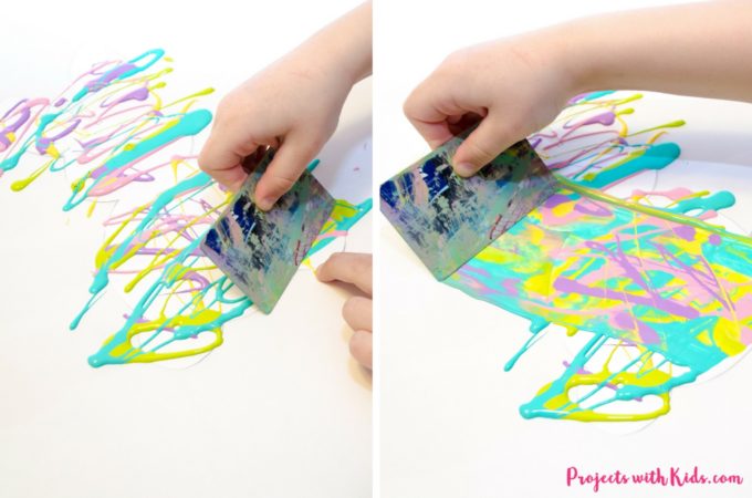 Process Art Scrape Painting with Bunny Silhouettes - Projects with Kids