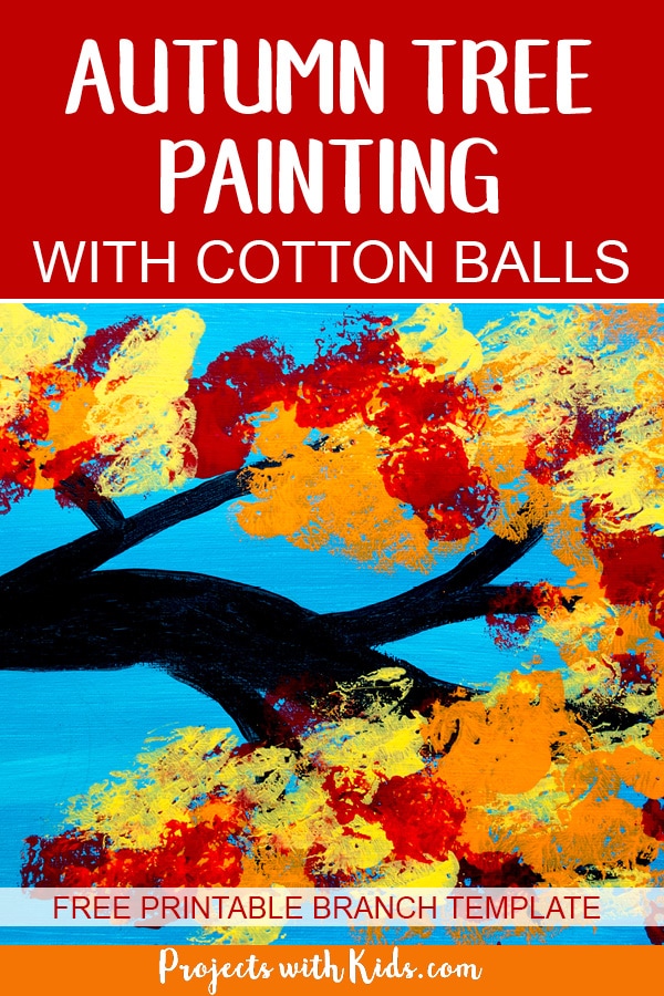 Autumn Tree Painting with Cotton Balls - Projects with Kids