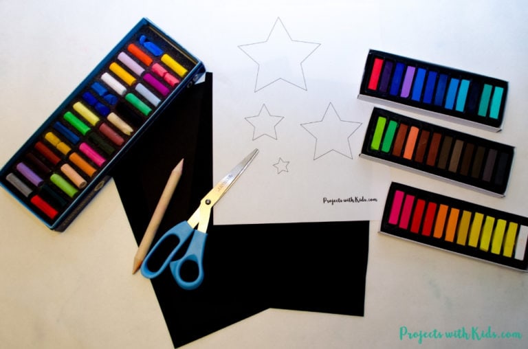 Dazzling Shooting Star Paintings with Chalk Pastels - Projects with Kids