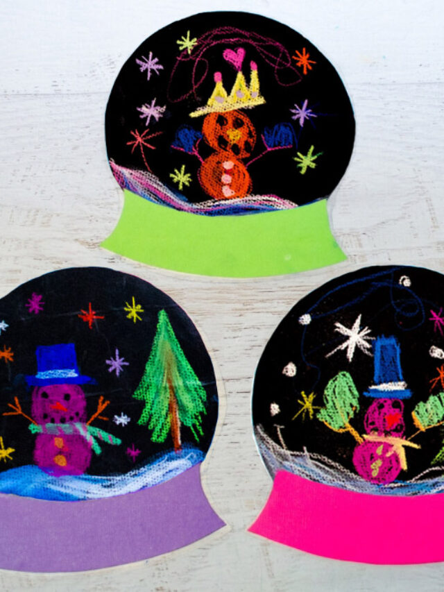 WINTER SNOW GLOBE CRAFT WITH CHALK PASTELS STORY - Projects with Kids