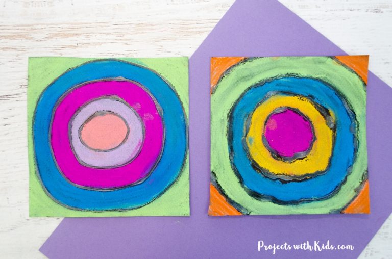 Easy Kandinsky Art for Kids with Chalk Pastels - Projects with Kids