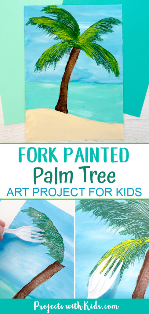 Tropical Palm Tree Fork Painting for Kids to Make - Projects with Kids