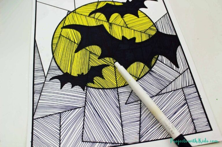 Easy Bat Art Project with Printable - Projects with Kids