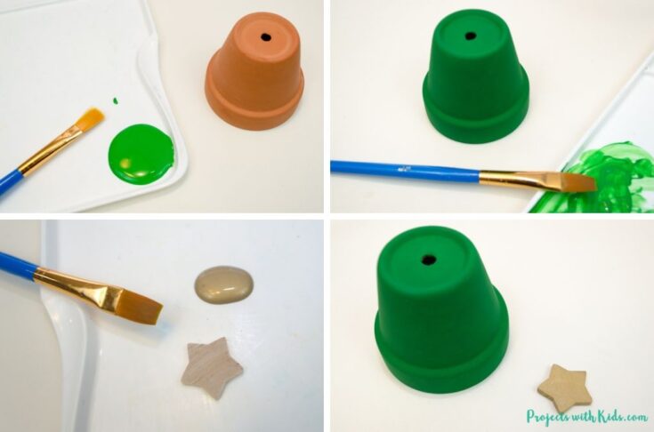 How to Make Adorable Clay Pot Christmas Tree Ornaments - Projects with Kids