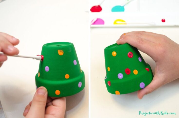 How to Make Adorable Clay Pot Christmas Tree Ornaments - Projects with Kids