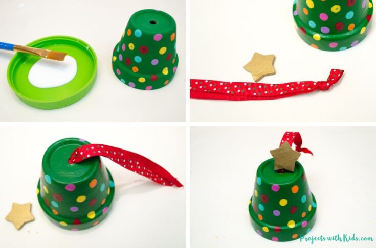 How to Make Adorable Clay Pot Christmas Tree Ornaments - Projects with Kids