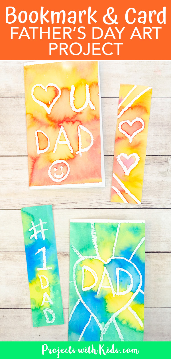 Father's Day Bookmark and Card Watercolor Art Project - Projects with Kids