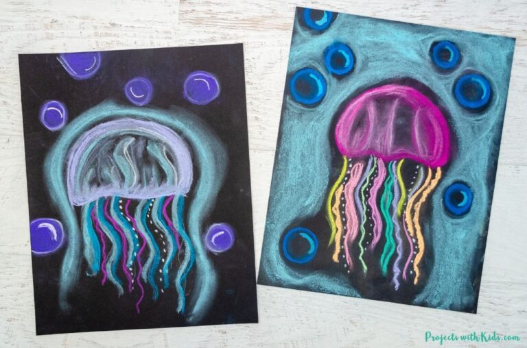 Chalk Pastel Jellyfish Art Project - Projects with Kids