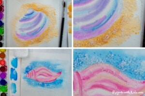 Easy Watercolor Shell Painting for Kids - Projects with Kids