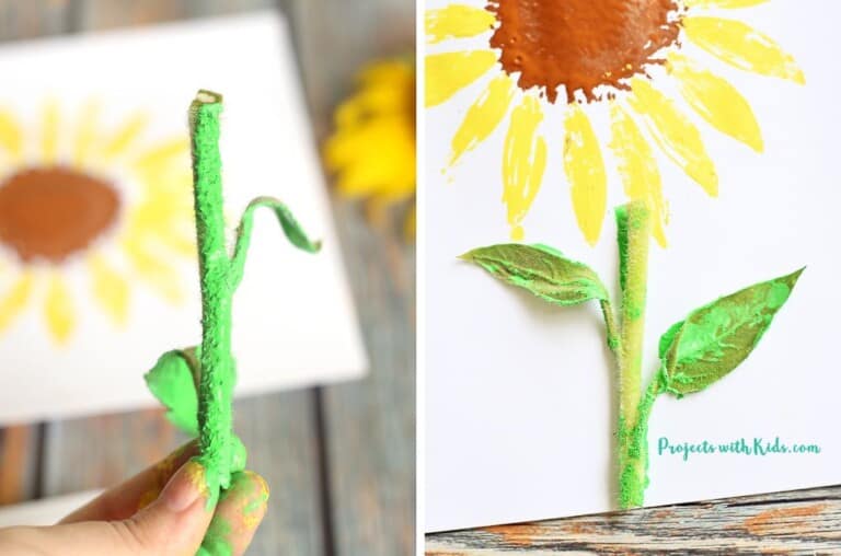 Sunflower Art Project with Real Sunflowers - Projects with Kids