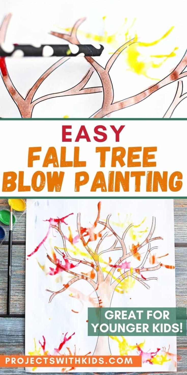 Fall Tree Blow Painting with Straws - Projects with Kids