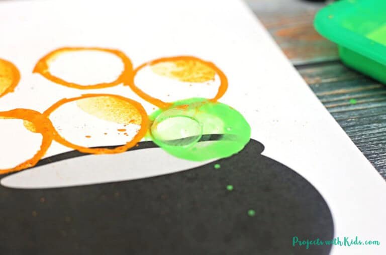 Witch’s Cauldron Halloween Bubble Painting - Projects with Kids