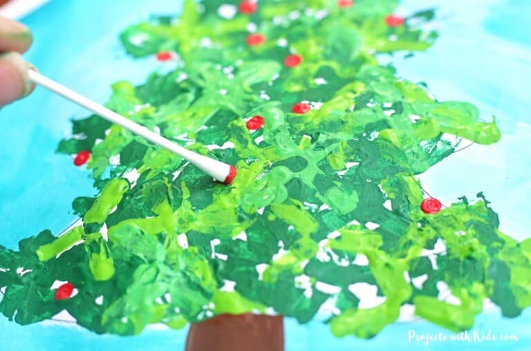 Easy Straw Painted Christmas Tree Art Project for Kids - Projects with Kids