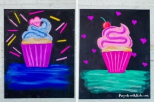 Colorful Chalk Pastel Cupcake Art Project - Projects with Kids