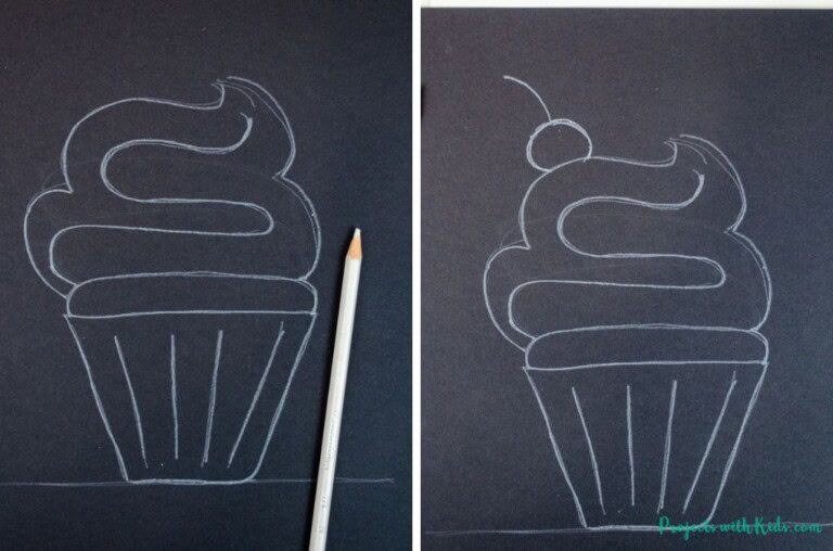 Colorful Chalk Pastel Cupcake Art Project - Projects with Kids