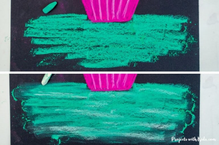 Colorful Chalk Pastel Cupcake Art Project - Projects with Kids