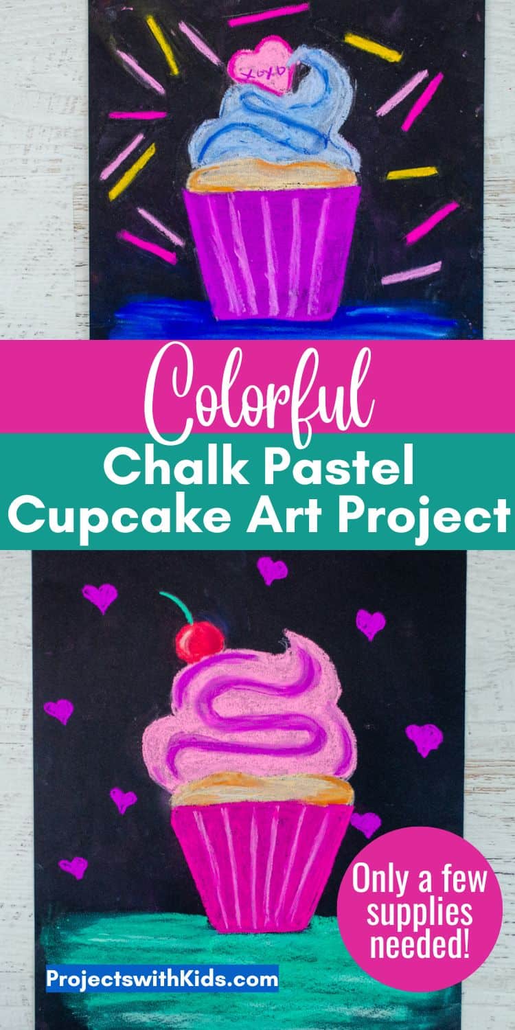 Colorful Chalk Pastel Cupcake Art Project - Projects with Kids